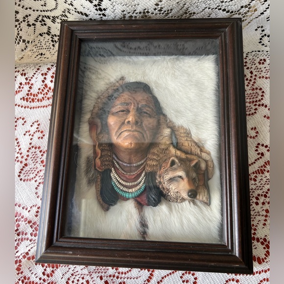 Hand Crafted | Wall Decor | Vintage Native American Sculpture Shadowbox ...